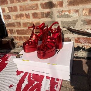 Dolls Kill | Shoes | Dolls Kill Red Metallic Tacy Platform Sandals ...